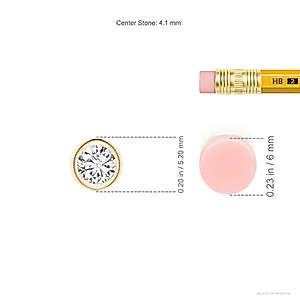 Angara Natural Diamond Solitaire Pendant Necklace for Women in 14K Yellow Gold (Grade-HSI2 | 4.1mm) April Birthstone Jewelry Gift for Women | Birthday | Wedding | Anniversary