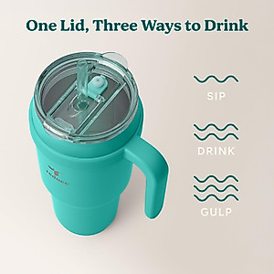 Reduce 40 oz Stainless Steel Tumbler with Handle - Dual-Wall Vacuum Insulated Travel Mug, Sweat-Proof Lid & Reusable Straw - Keeps Drinks Cold for 24 Hrs, Fits Cupholders, Dishwasher Safe-Ocean Breeze