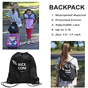 NICE COM SUPPLY Kid Neck Pillow and Blanket, Car Kids Pillow with No Car Seat - Kids Sleep Mask - & Travel Waterproof Backpack - Kids Travel Accessories - Birthday Gifts for Travelers - Pink