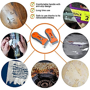 Razor Blade Scrape, Plastic Scraper Tools, Multi-Purpose Paint Scraper, Glass Cooktop Scraper, Scrapers for Remove Labels, Stickers, Decals, Caulk, Adhesive, Paint, Glue, Stove, Razor Blade Holder