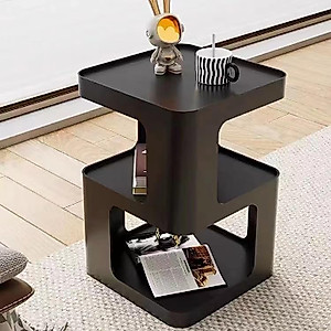 Small Side Table, Nightstand, Modern End Table, Bedside Table with Storage Shelf, Space-Saving Side Table for Bedroom, end Tables Living Room, Metal Side Table (Black)
