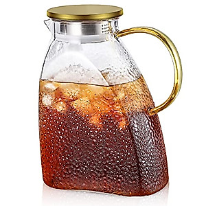 BINCOO Fridge Door Water Pitcher,1.8 Liter/60oz Glass Pitcher, Ice Tea Pitcher For Fridge, Pitcher Beverage Pitcher Drinking Carafe for Homemade Juice Ice Tea Wine Coffee Milk Lemonade