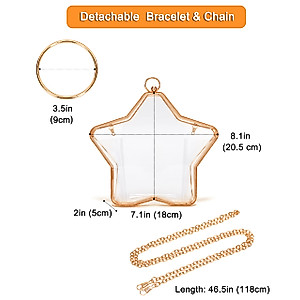 Rejolly Clear Star Shaped Purse for Women Acrylic Transparent Bracelet Evening Clutch Bag Novelty Handbag Crossbody Shoulder Bag with Chain Strap