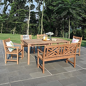 Cambridge Casual Isla 4-Foot Teak Wood Patio Bench Natural Teak