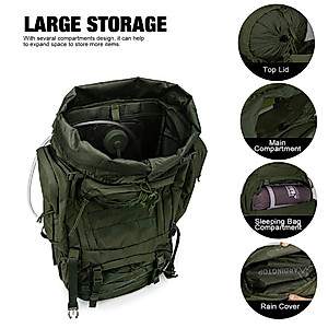 Mardingtop 60L Military Internal Frame Backpack for Hiking,Camping,Hunting,Rucksack Backpack with Rain Cover