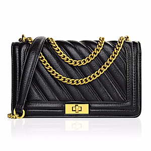 Anna&Yoyo Quilted Crossbody Bags for Women, Lightweight PU Leather Lady Shoulder Purses, Trendy Designer Shoulder Bag with Chain Strap…