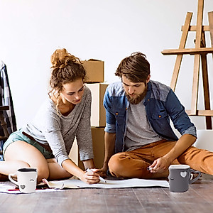 MIAMIO - Coffee Mugs/Kissing Mugs Bridal Pair Gift Set for Weddings/Birthday/Anniversary with Gift Box (Gray)