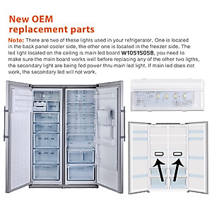W10515057 Fridge Light Replacement Compatible with Whirlpool/Kenmore/Maytag Refrigerator LED Light WPW10515057 10641122211 PS8768636 W10398007 AP6022534 PS11755867 AP6022533 PS11755866 wrs325fdam04