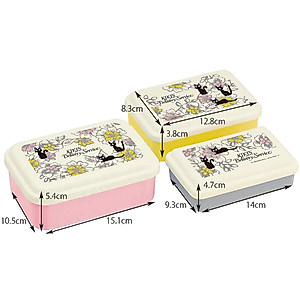 Skater Kiki's Delivery Service Food Storage Container with Lids 3pc Set - Authentic Japanese Design - Durable, Dishwasher Safe - Jiji Elegance