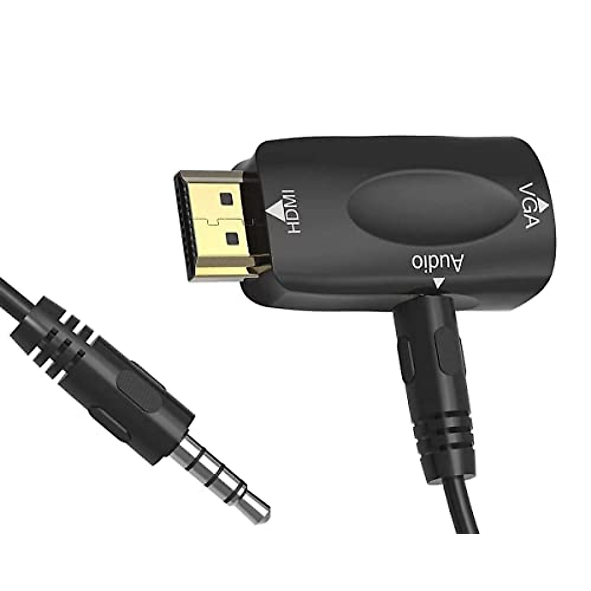 NOLYTH HDMI to VGA Adapter with 3.5mm Audio 1.65ft Jack Cable, Gold-Plated HDMI-to-VGA Converter(Male to Female) for Computer Desktop Laptop PC Monitor HDTV and More