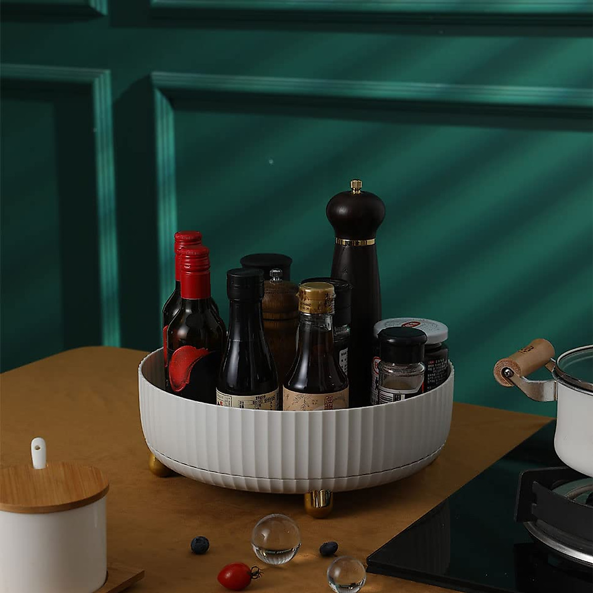 Lazy Susan Plastic Clear Rotating Turnable Cabinet Organizer - Round Turntable Storage Tray - Rotating Organizer for Makeup, Cosmetics Organizer, Turntable for Countertop Table Pantry Bathroom