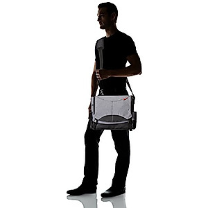 Skip Hop Baby All-in-One Swift Changing Station Messenger Diaper Bag, Heather Grey