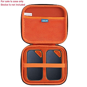 Anleo Hard Travel Case for SanDisk 500GB 1TB 2TB 4TB Extreme PRO Portable SSD (Black+Orange, Case for 2 Hard Drives)