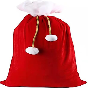Christmas Santa Sack Red Velvet Santa Claus Bags with Drawstring Cord Extra Large Velvet Santa's Present Sack Bags for Xmas Present Toys Storage Bags Holiday Party Supply Christmas Bags Gift Décor