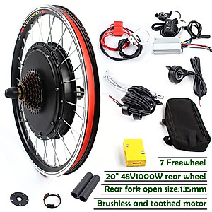 LOYALHEARTDY 20" Rear Wheel Hub Electric Bike Conversion Kit, 48V 1000W E-Bike Powerful Hub Motor Kit with SW-810LED Display Waterproof Wire Rear Wheel Hub Assembly Motor Kit (US Stock)