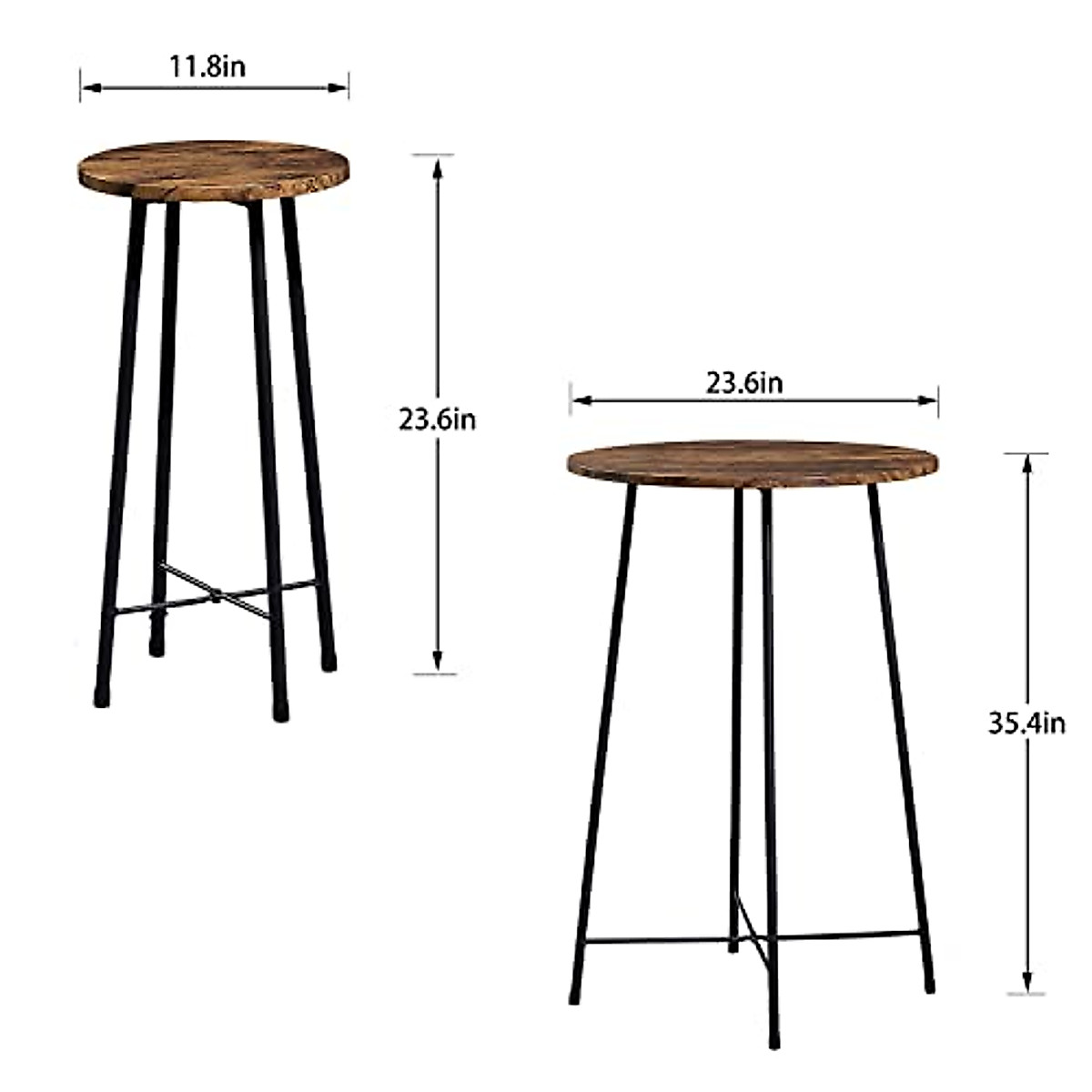 VECELO Small Bar Table and Chairs, Round Bistro Sets with 2 barstools, 3-Piece Pub Dining Furniture, Counter Height Wood Top for Breakfast Dinner Coffee Nap Conference, Easy Assembly