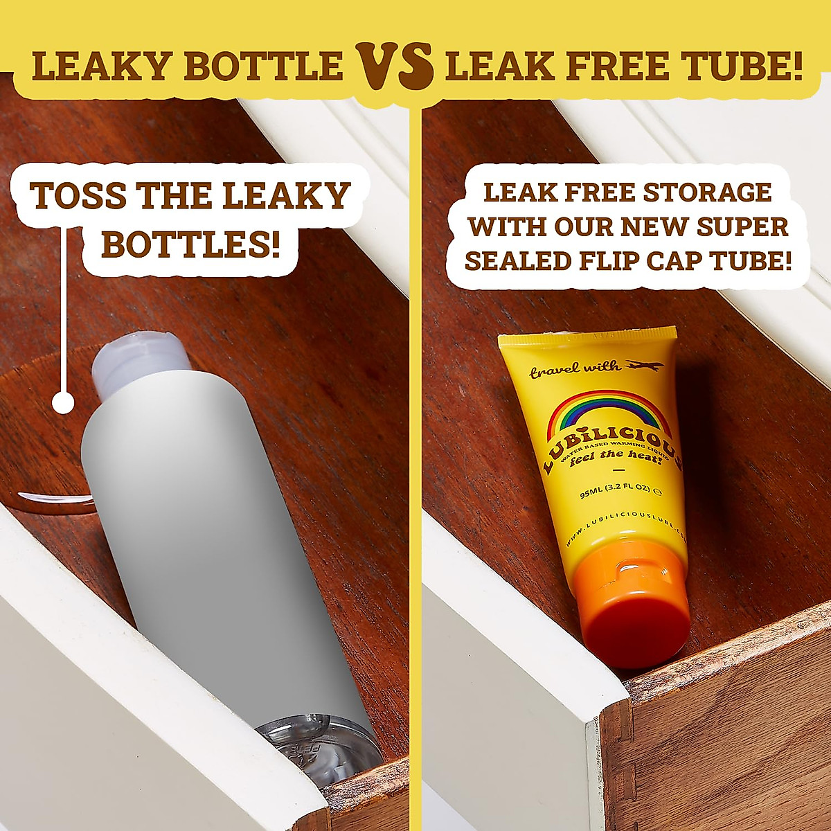 Lubilicious Cooling Lube & Warming Lube Combo Pack - Lube for Couples - Personal Lube for Men & Women - Lube for Couples - Personal Lubricant for him & Lube for Her 6.4 oz