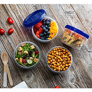 Elegant Disposables Twist Top Containers Small Food Storage Containers Blue Screw on Lid Reusable Stackable Leakproof Airtight, Pack of 10- 4 oz Containers