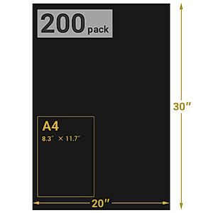 EUSOAR Black Wrapping Tissue Paper, 20x30 inches 200pcs Present Packing Tissue Paper, Tissue Paper Crafts, Tissue Paper Bulk, for DIY Crafts Decorative Tissue Paper Art Craft Birthday Party Festival