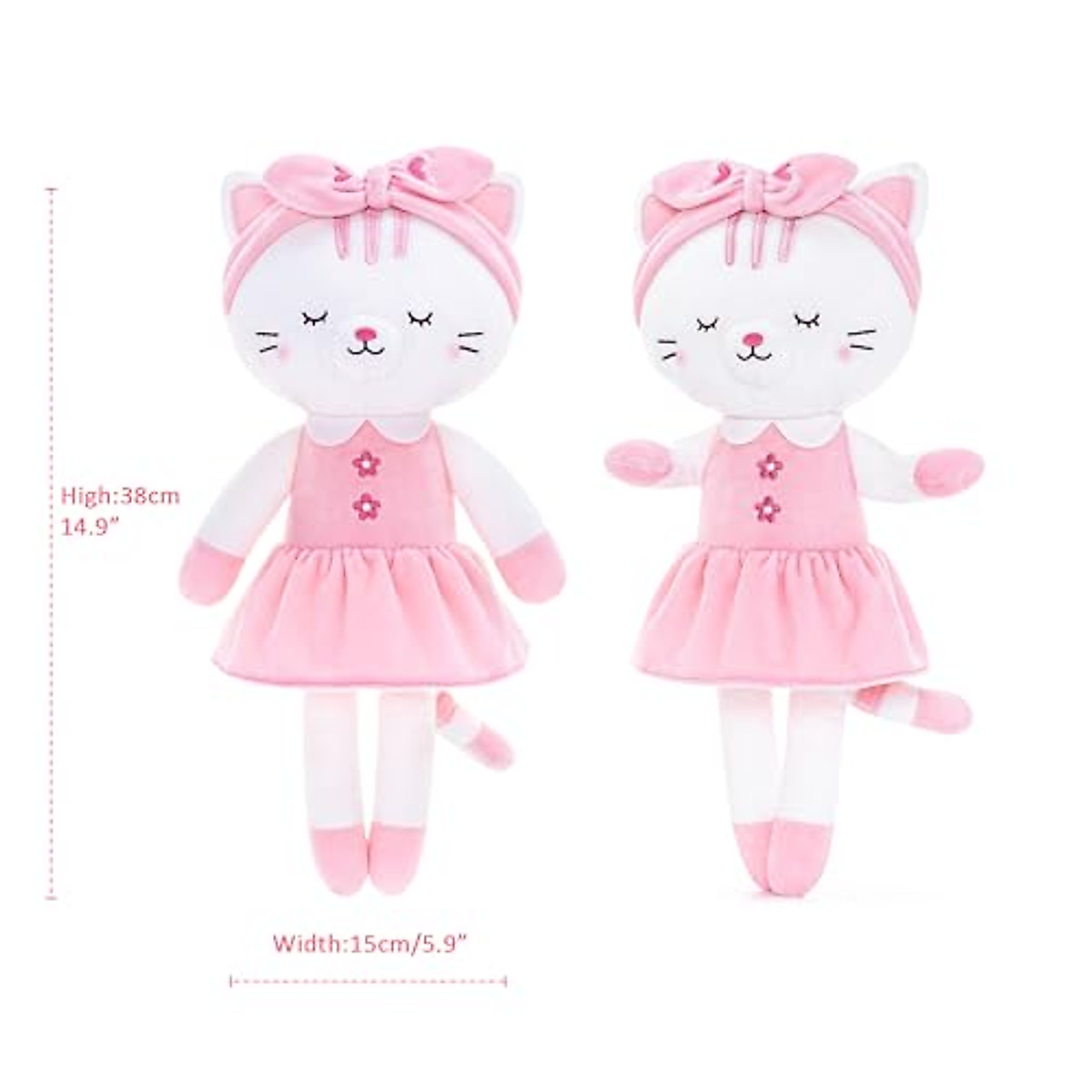 Lazada Stuffed Cat Dolls Animal Kitty Plush Toy Baby Girl Gifts White with Hair Band 16"