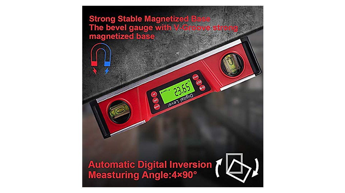 Digital Level & Protractor - 10" LED Inclinometer Tool