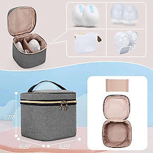 Luxja Wearable Breast Pump Bag (with a Breastmilk Cooler Bag, a Small Carrying Case and a Waterproof Mat), Pumping Bag Compatible with Momcozy and Elvie Breast Pump, Gray