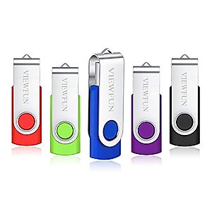 Flash Drive 8GB 5pcs Pack USB Memory Stick USB Flash Jump Drive with LED Indicator and lanyards by Viewfun (8GB, 5PCS-Multicolors(Red,Black,Blue,Green,Violet))