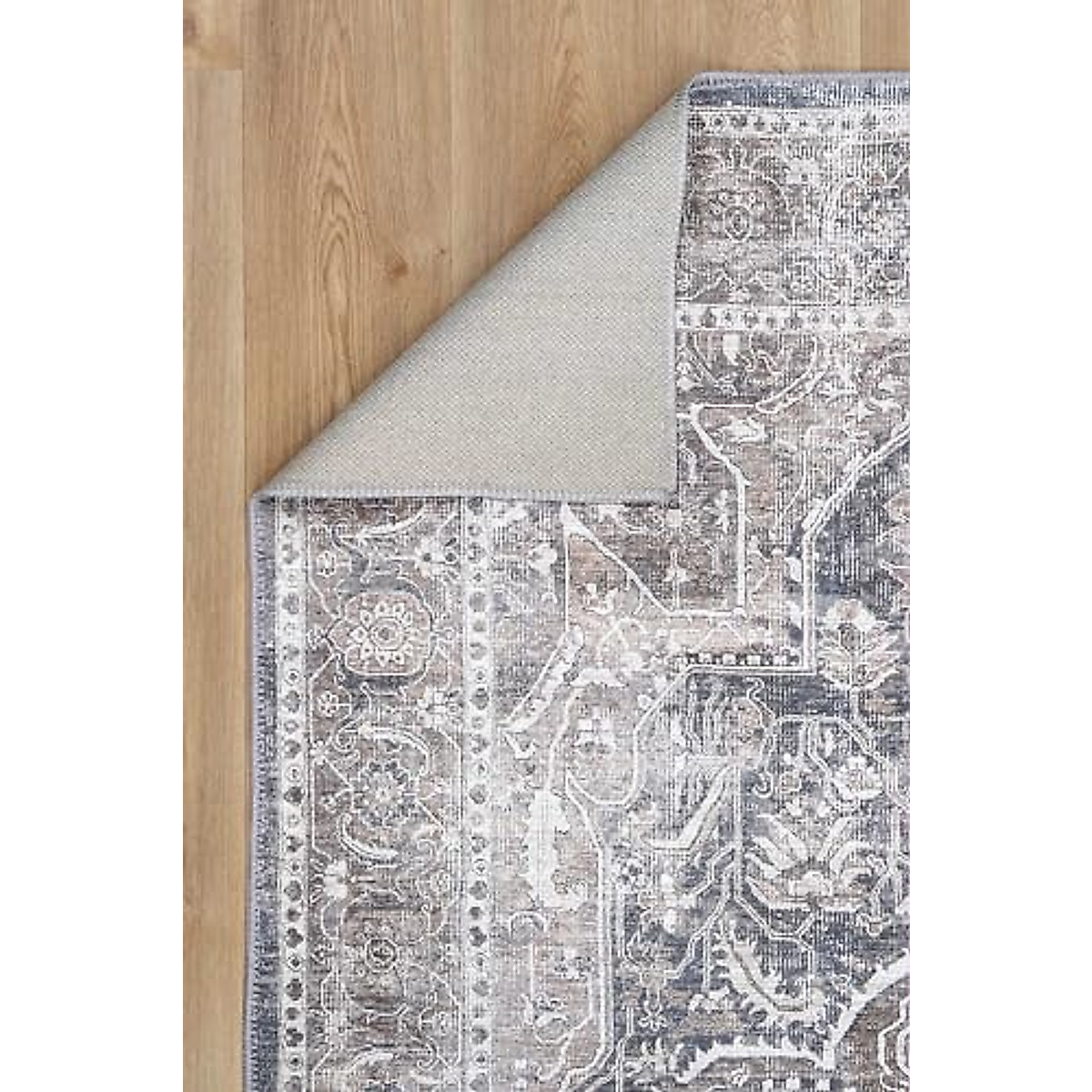 The Rug Collective Machine Washable Area Rugs 9x12 Living Room- Distressed, Vintage, Premium Recycled Cotton | Fade & Stain Resistant, Pet & Kid Friendly, Eco Friendly, Non-Shed, Non-Slip | Kendra Ash