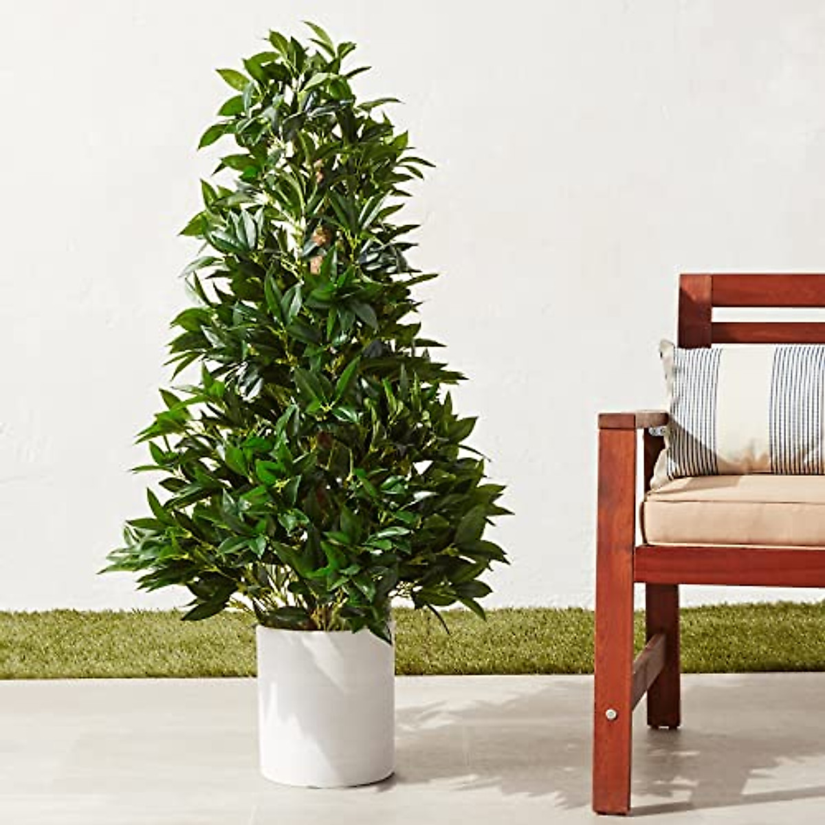 Nearly Natural 4-Ft. Bay Leaf Artificial Topiary UV Resistant (Indoor/Outdoor) Silk Trees, Green