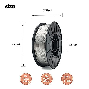 Fox Alloy E71T-GS 0.030'' 10LB Flux Core Gasless Mig Wire Spool Welding Wire Mild Steel Filler Meta (0.030'')