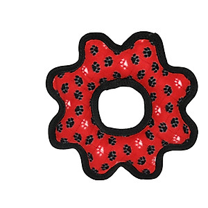 TUFFY- World's Tuffest Soft Dog Toy- Ultimate Gear Ring - Red Paw-Squeakers - Multiple Layers. Made Durable, Strong & Tough.Interactive Play (Tug,Toss & Fetch).Machine Washable & Floats.