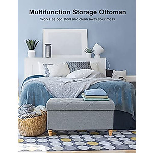 Nicehill 2022 Upgraded 30 Inches Storage Ottoman with Non-Skid Wooden Legs, 80L Ottoman with Storage for Living Room,Bedroom & Entryway, Foot Rest, Load 350lbs (Elegant Grey)