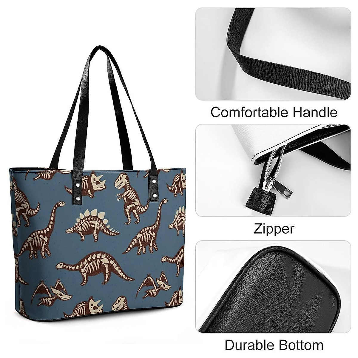 Womens Handbag Dinosaurs Animal Pattern Leather Tote Bag Top Handle Satchel Bags For Lady