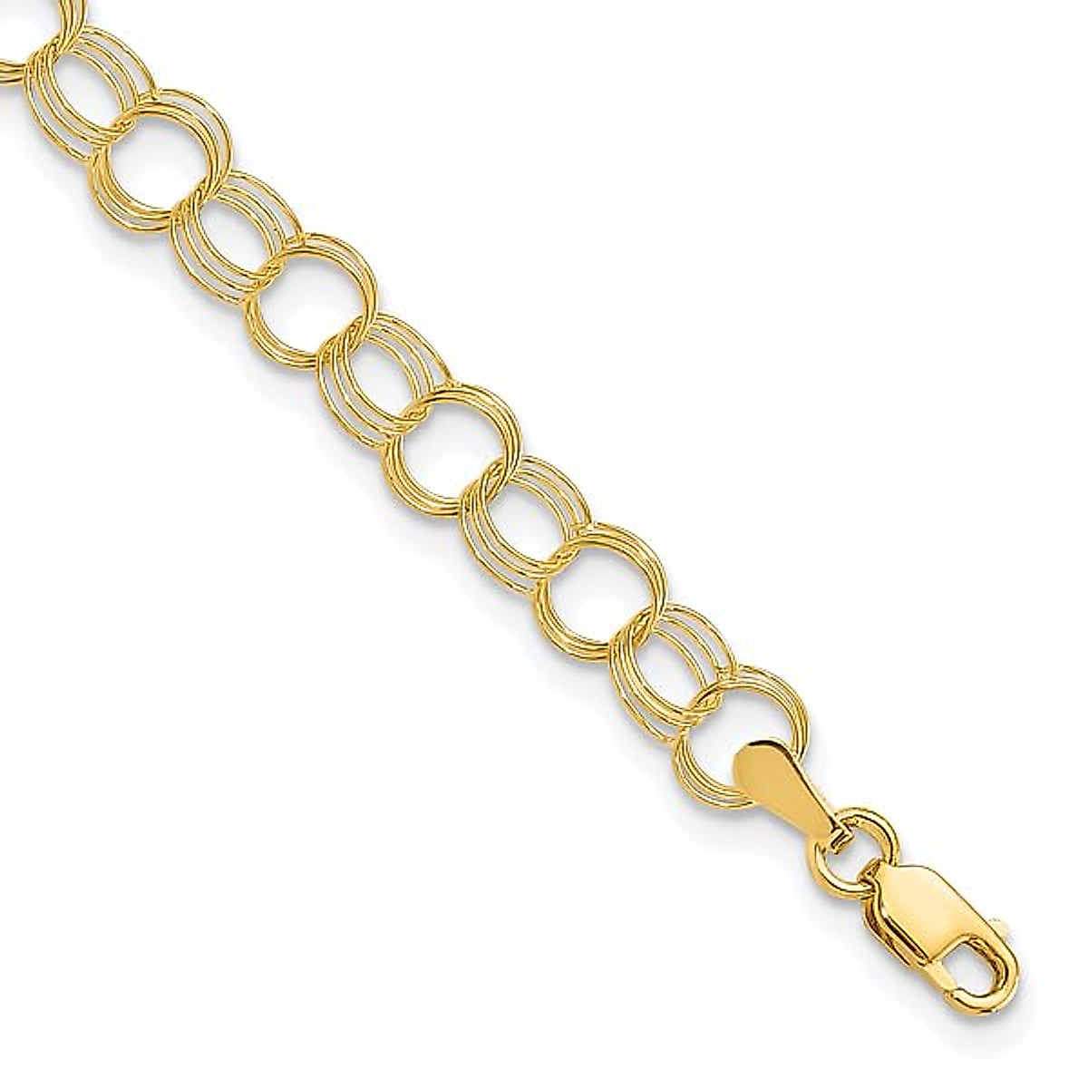 IceCarats 10K Yellow Gold Triple Link Chain Charm Bracelet 7 inch
