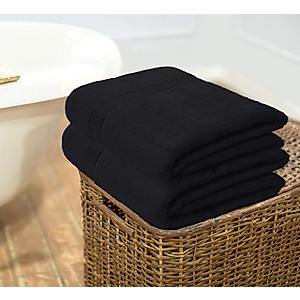 Belizzi Home Cotton 2 Pack Oversized Bath Towel Set 28x55 inches, Large Bath Towels, Ultra Absorbant Compact Quickdry & Lightweight Towel, Ideal for Gym Travel Camp Pool - Black