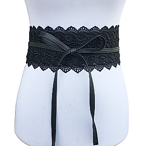 Toptim Women's Belt Bow Tie Wrap Faux Leather Band Corset 3-Pack (Black-Coffee-Beige)