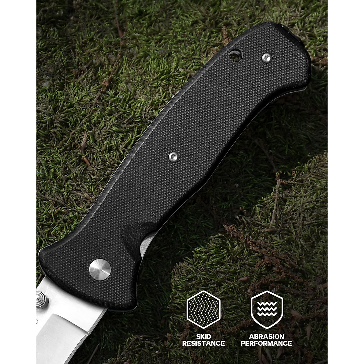 Folding Pocket Knife with Clip, 3 inch 8Cr13MoV Steel Drop Point Blade with G10 Handle, Small EDC Knives for Men Women Outdoor Camping Hunting Hiking Survival Pocketknife