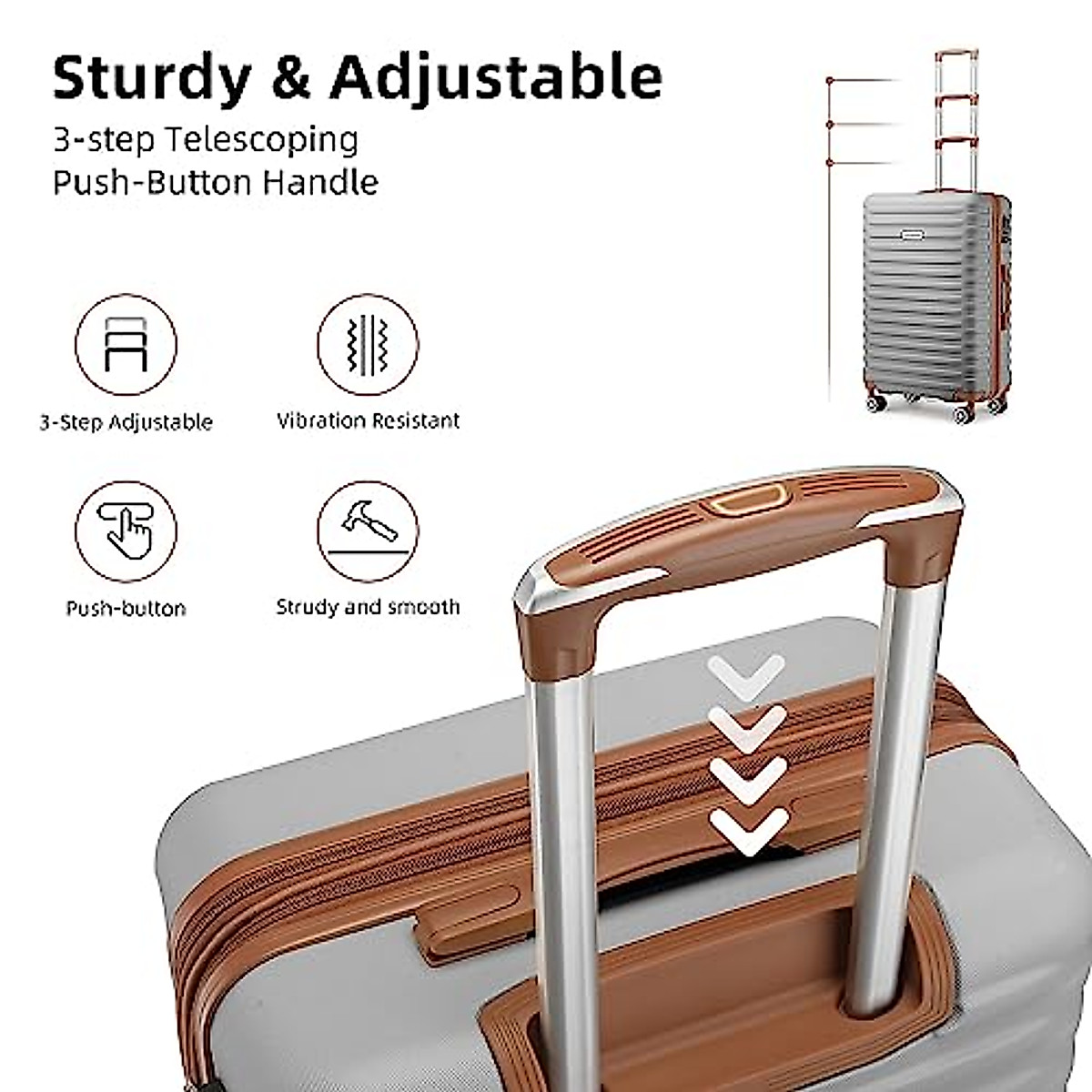 LARVENDER Luggage Sets 4 Piece, Expandable(Only 24"&28") ABS Suitcase with 360° Spinner Wheels, Durable Luggage Sets Clearance Carry On Luggage Suitcase Set For Women Men, Grey