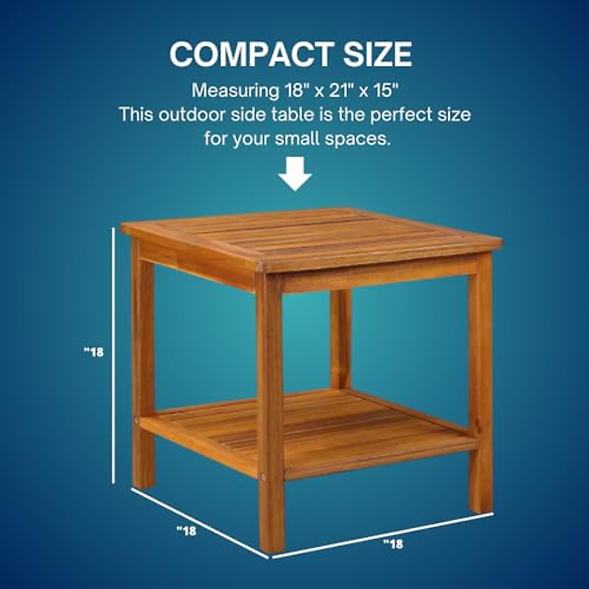 cucunu Outdoor Side Table 18x18 for Patio & Garden with Extra Storage - Small Adirondack Square Table Wooden End Table, Porch Tables