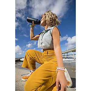 LifeStraw Go Series — Insulated Stainless Steel Water Filter Bottle for Travel and Everyday Use Removes Bacteria, Parasites and Microplastics, Improves Taste, 24oz Aegean Sea