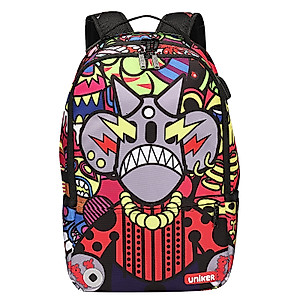 UNIKER Graffiti School Backpack for Teen Boys, 15.6 Inch Laptop Backpack with USB Charging Port, College Backpack with Reflective Straps for Safety