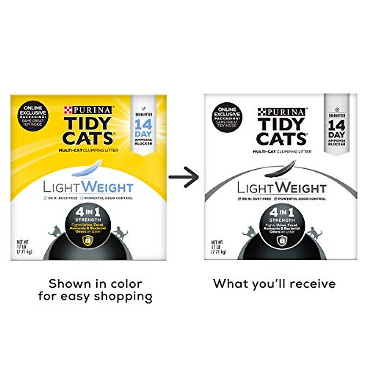 Purina Tidy Cats Multi Cat, Low Dust, Clumping Cat Litter, LightWeight 4-in-1 Strength - 17 Lb. Box