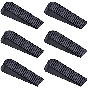 Hotop 6 Pack Door Stop Wedges Black Rubber Door Stoppers for Home and Office
