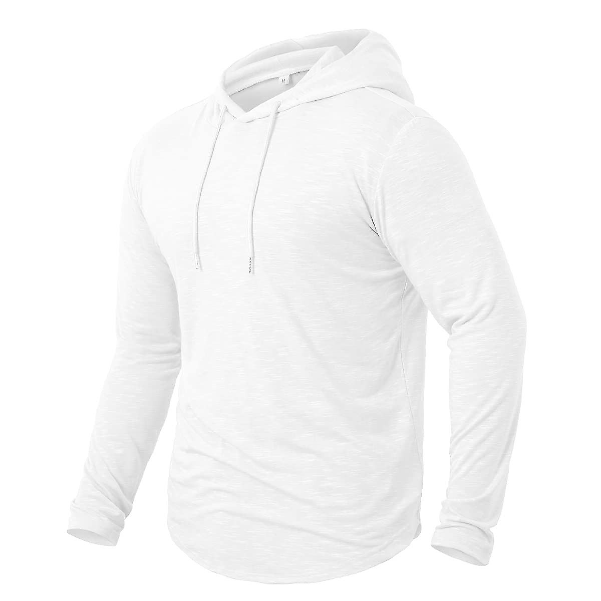 MANSDOUR Men's Athletic Hooded Shirts Long Sleeve Workout Sport Hoodie Casual Running T Shirt Quick Dry Pullover Top Lightweight Golf Shirts Fashion Solid Color Active Gym Sweatshirt White