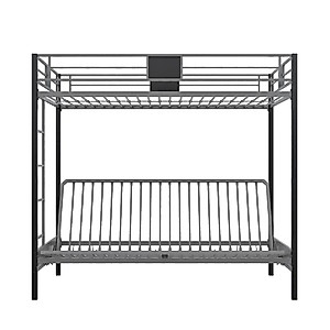 DHP Silver Screen Metal Bunk Bed with Ladder, Black, Twin
