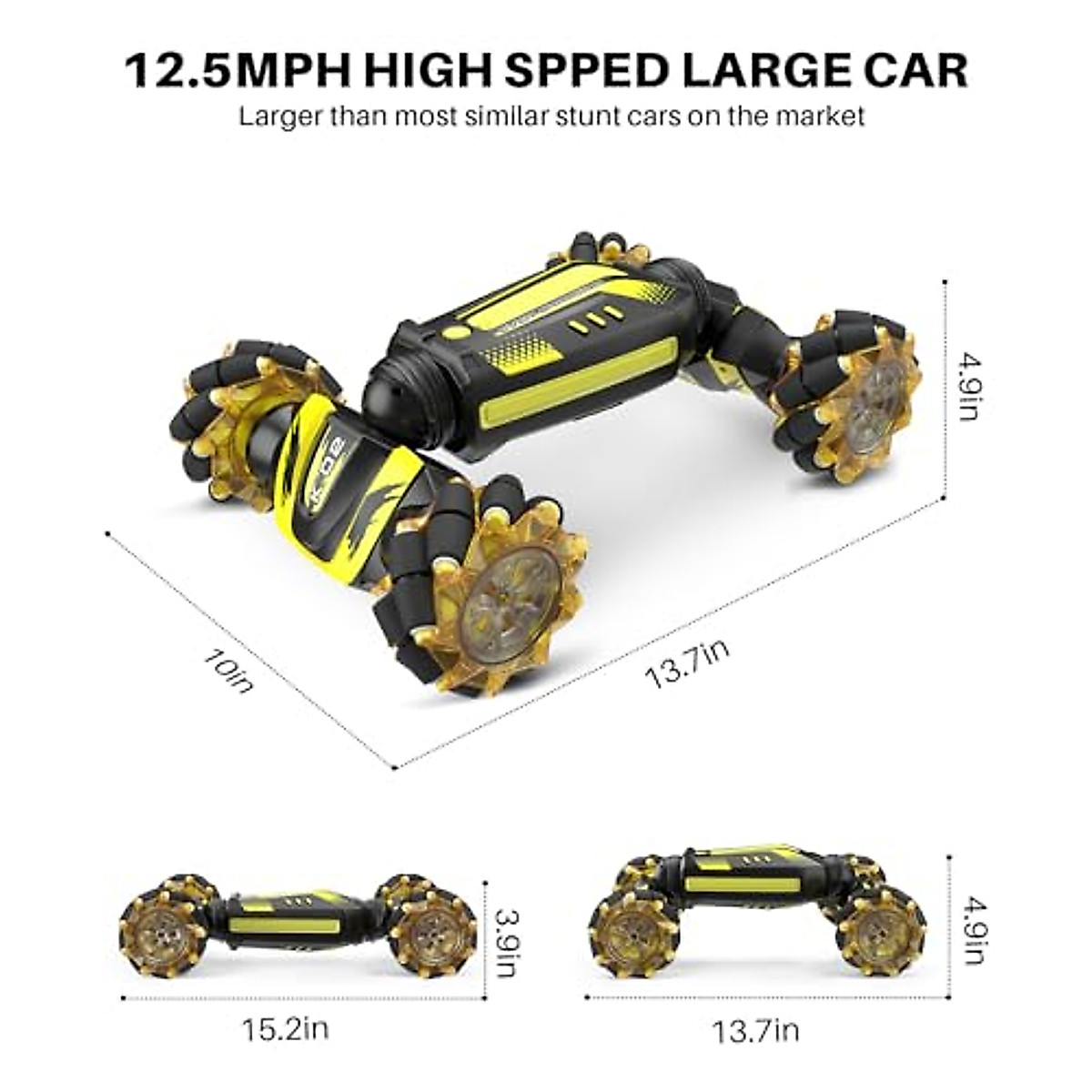 DODOELEPHANT Gesture Sensing RC Stunt Car, 1:12 Large Drifting Remote Control Car with Watch Hand Controlled, 4WD 12.5MPH Fast On/Off Road RC Cars Toys for Boys Adults Kids