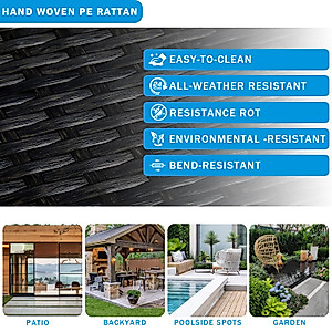 ECOLINEAR 6 Pieces Patio Furniture Set, Outdoor Sectional Wicker Patio Couch, All Weather Rattan Outdoor Furniture with Tea Table and Waterproof Cushions (Blue)