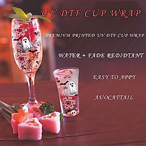 3D UV DTF Cup Wrap Transfer Stickers Halloween Pumpkin Ghost Waterproof Rub on Transfers for 16OZ Libbey Glass Cups （Pack of 6）