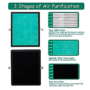 Asheviller MK04 MG04JH True HEPA Replacement Filter, Compatible with AROEVE MG04JH MK04 Air Purifier, Compare to Part# MK04LX, 2Pack (MK04 Green)