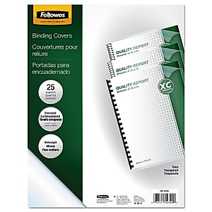Fellowes Transparent PVC Binding Covers, Oversize, 25 per Pack (52309)